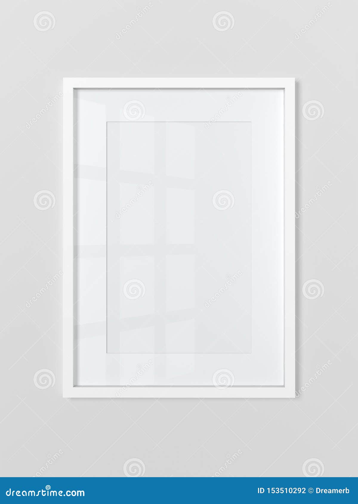 White Rectangular Frames Hanging On A White Wall Mockup 3D Rendering ...