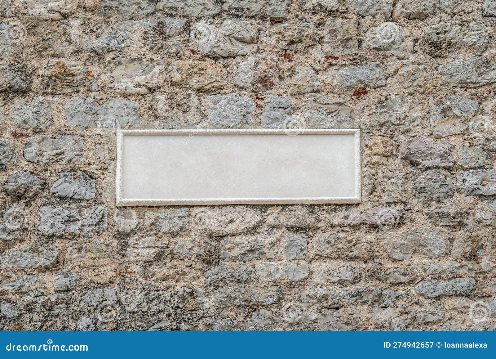 Blank White Rectangular Plaque on an Old Stone Wall Stock Image - Image ...