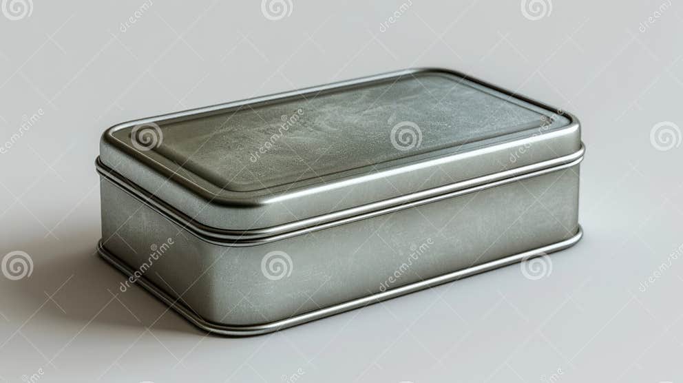 Blank White Rectangular Tin Box for Packaging and Storage Stock ...