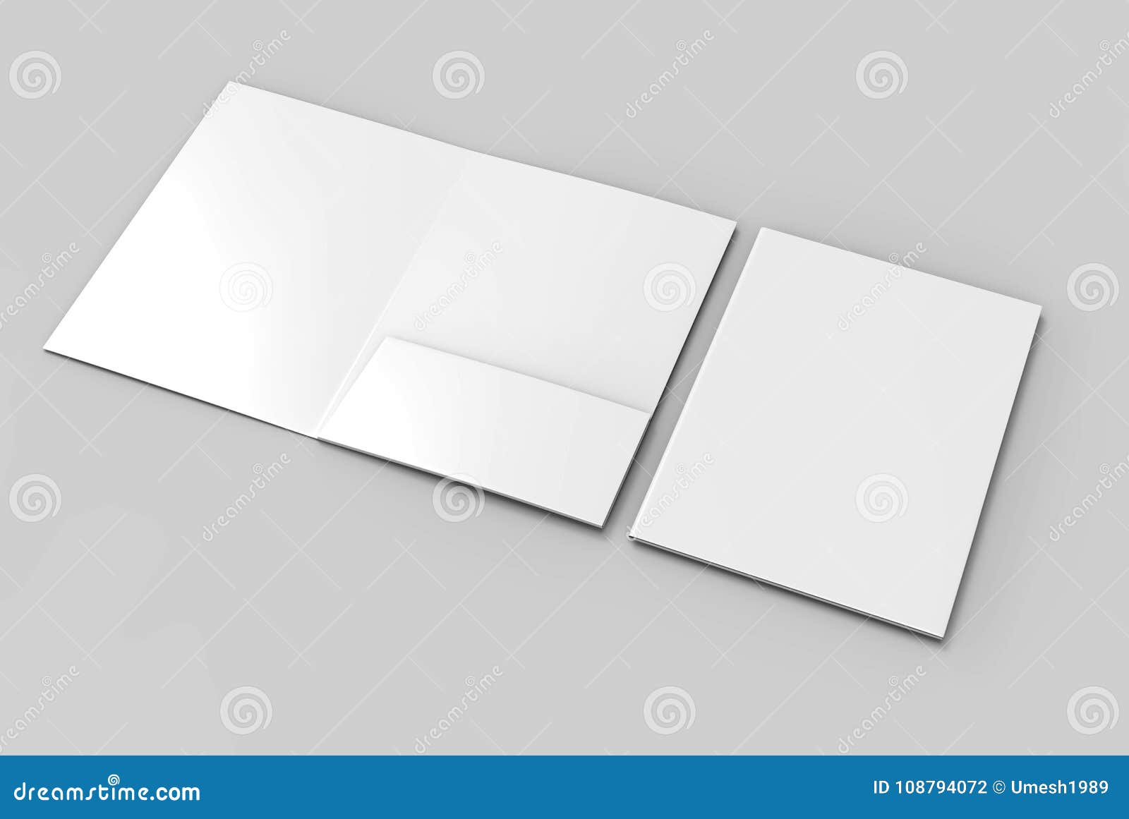 Blank White Reinforced A4 Single Pocket Folder Catalog on Grey ...