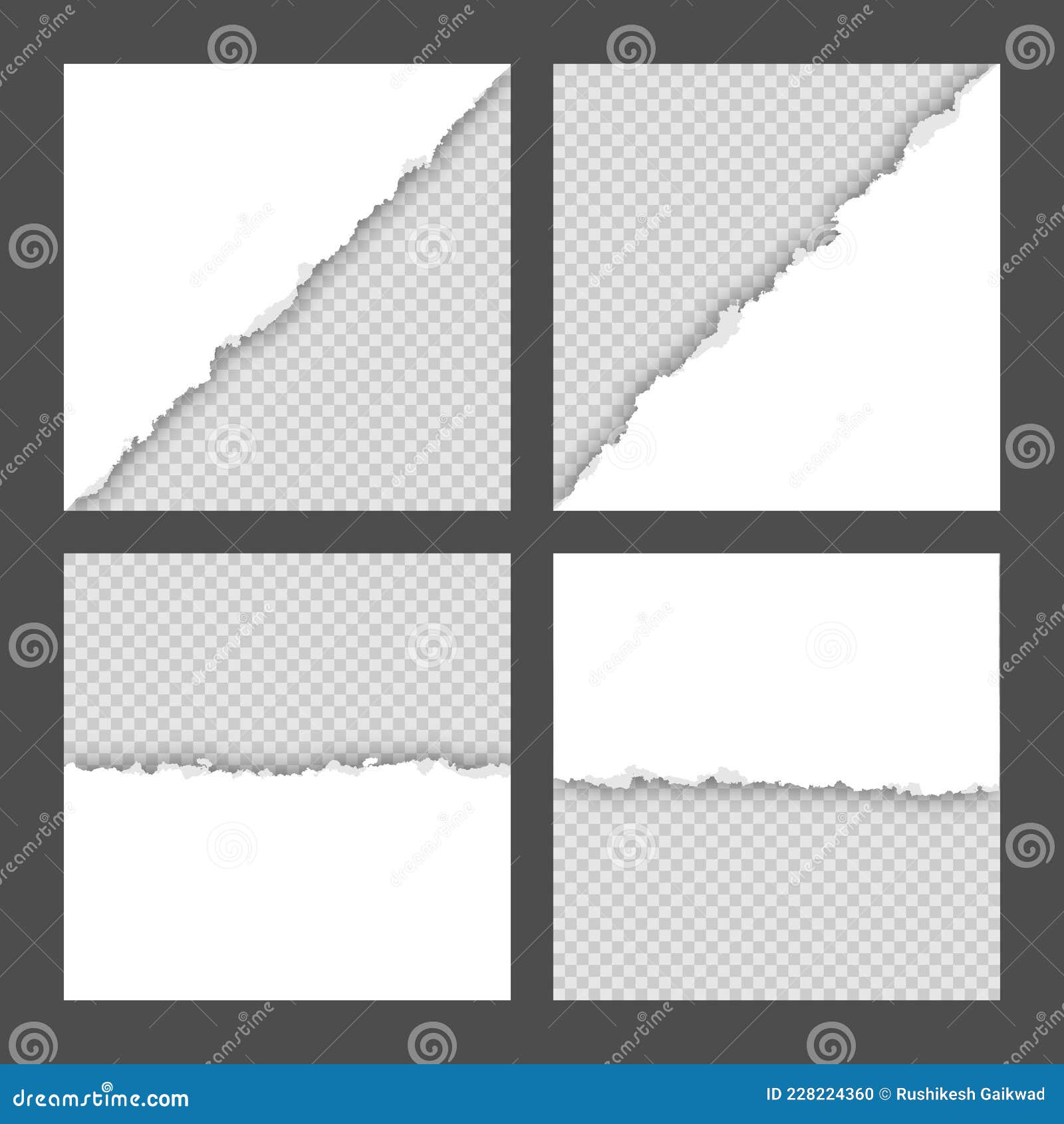 Blank White Ripped Torn Square Paper Sheets Collection Stock Vector ...
