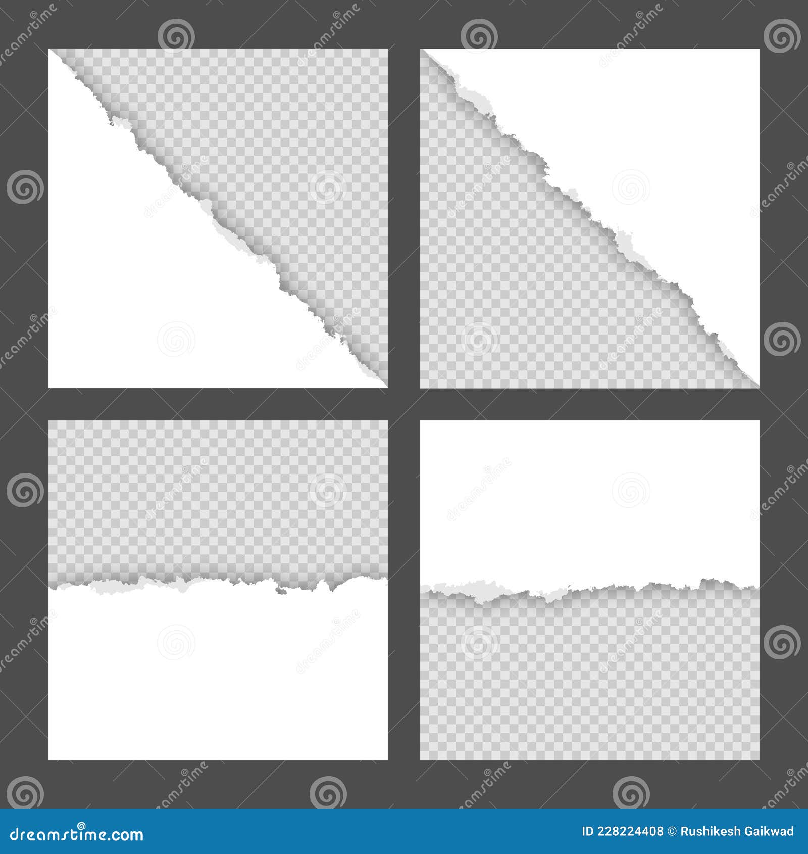 Blank White Ripped Torn Square Paper Sheets Collection Stock Vector ...