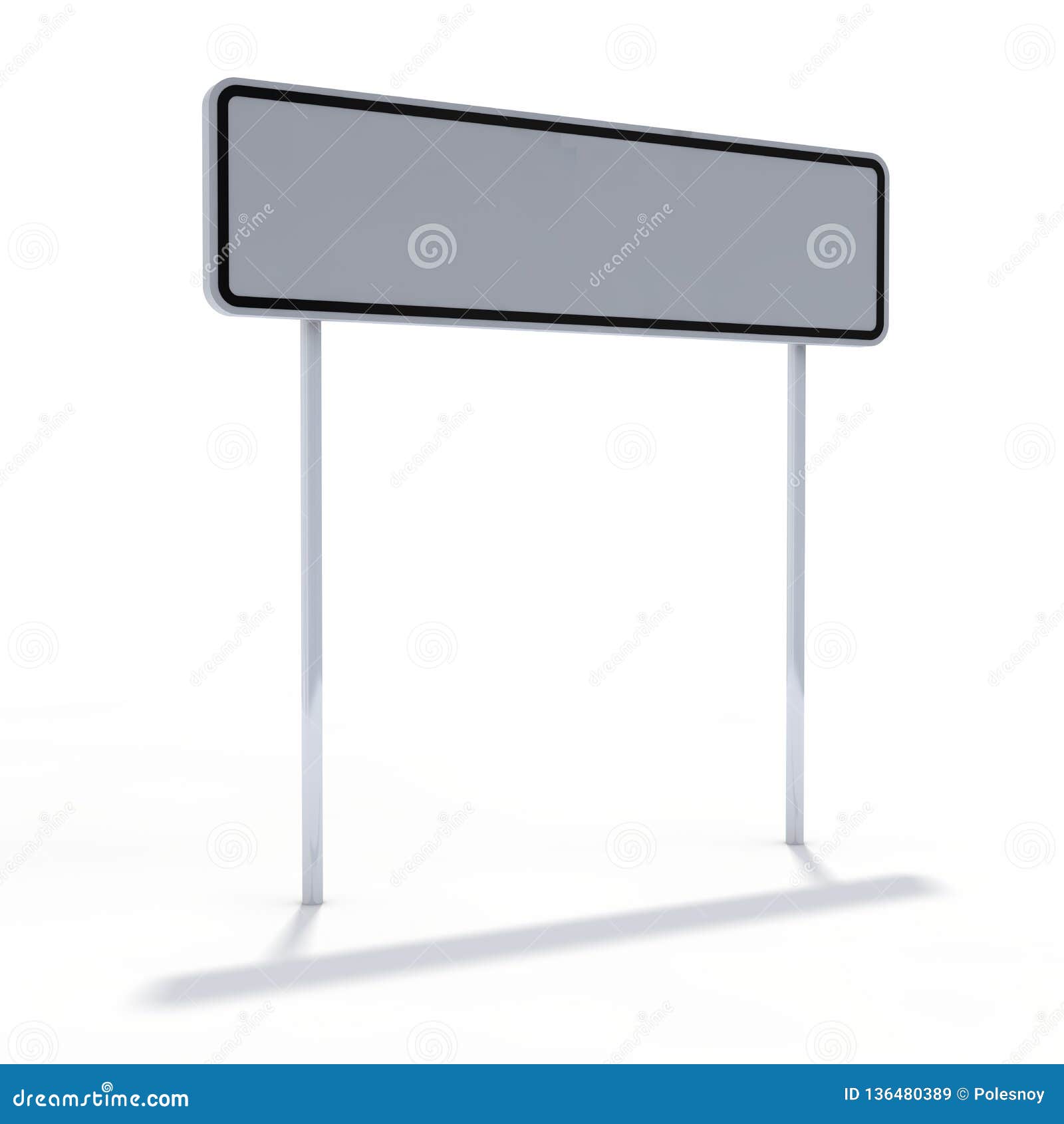 Blank White Road Sign or Empty Traffic Signs. 3D Stock Illustration ...