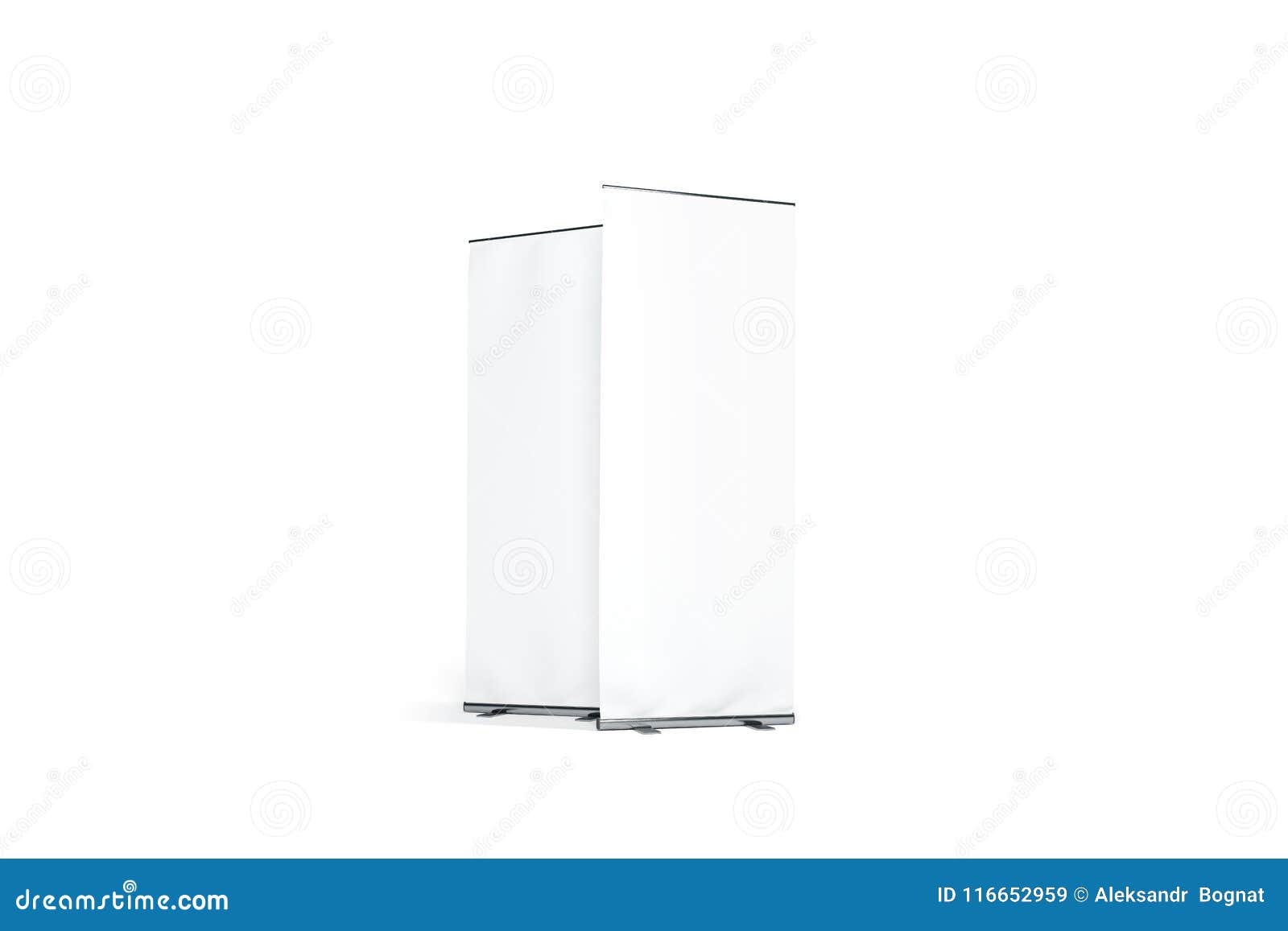 Blank White Roll-up Banner Front and Side Set Display Mockup Stock ...