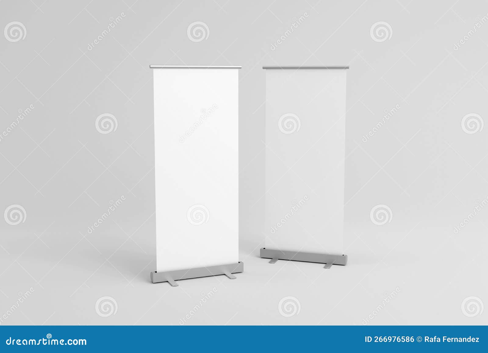 Blank White Roll-up Banner Front and Side Set Display Mockup, Isolated ...