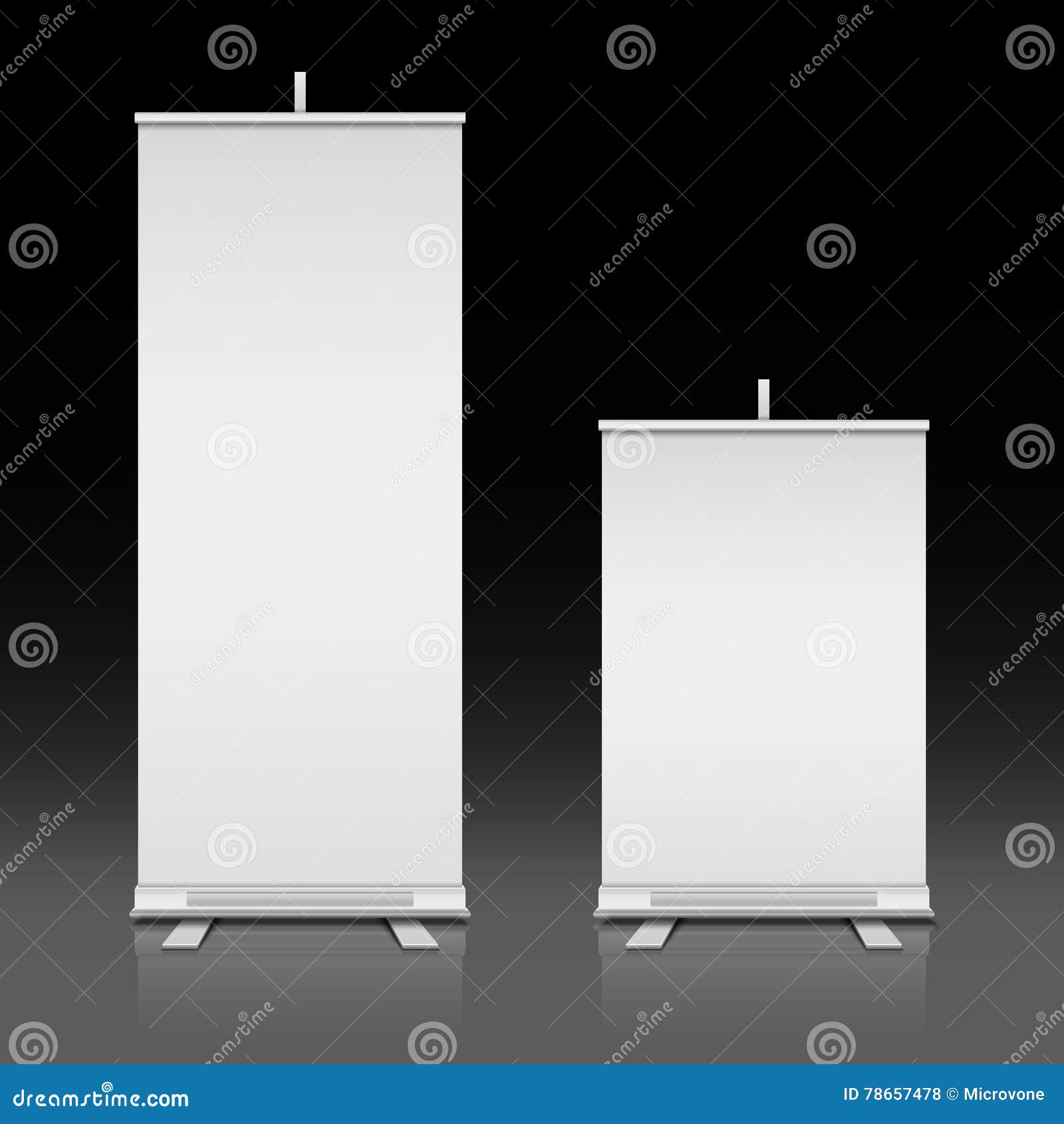 Blank White Roll Up Standing Vector Banners Set Stock Vector ...