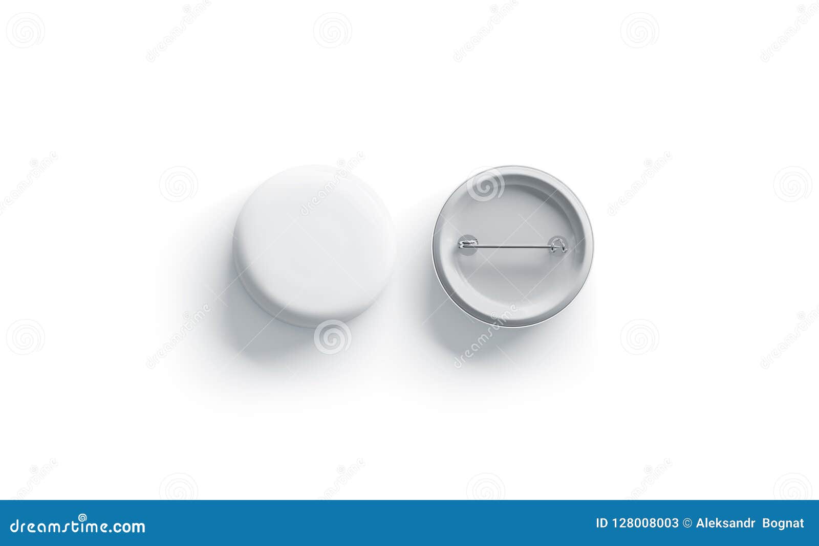 Blank White Round Badge Mockup Top View Isolated Stock Illustration