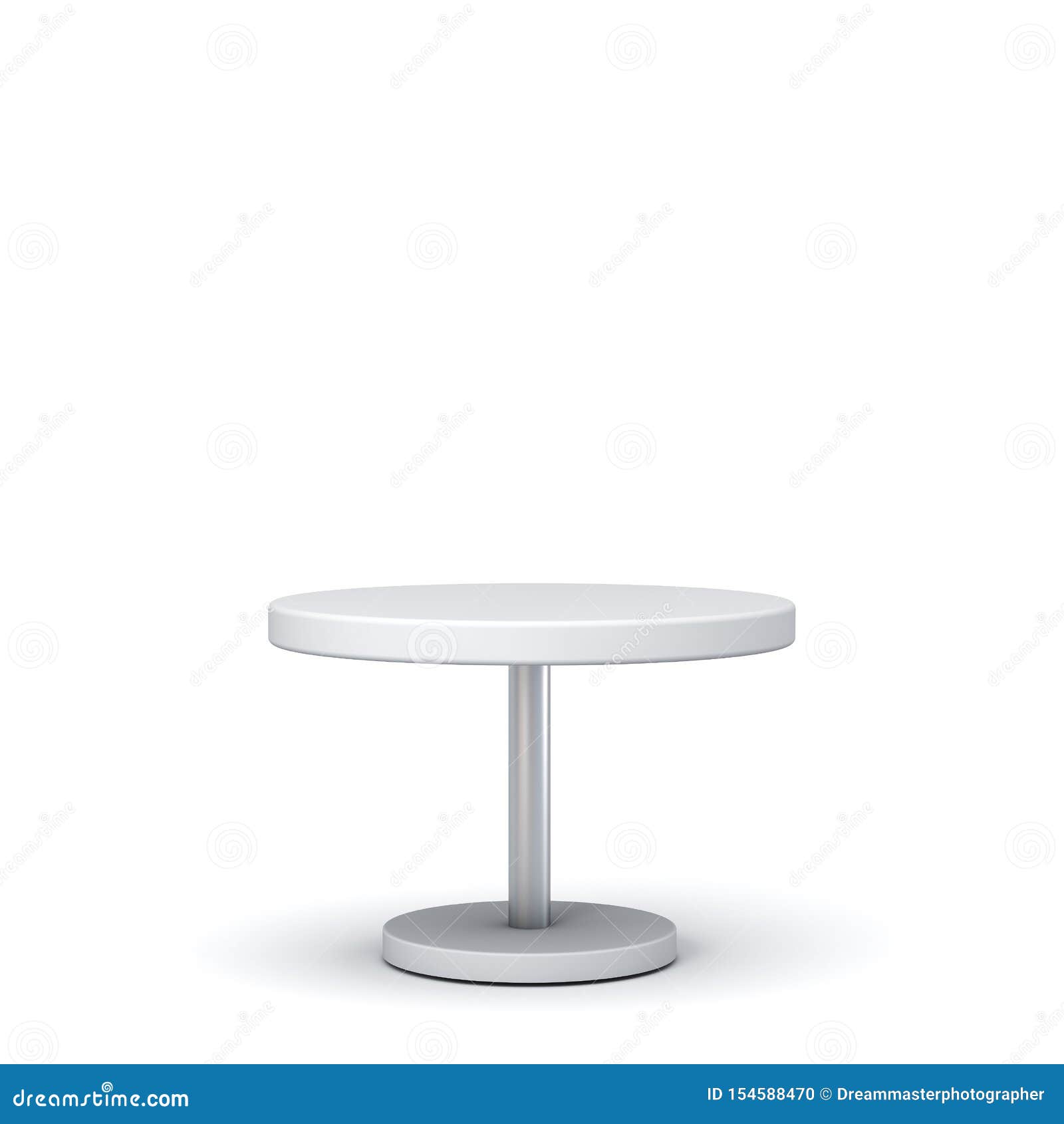 Blank White Round Table Isolated on White Background Stock Illustration ...