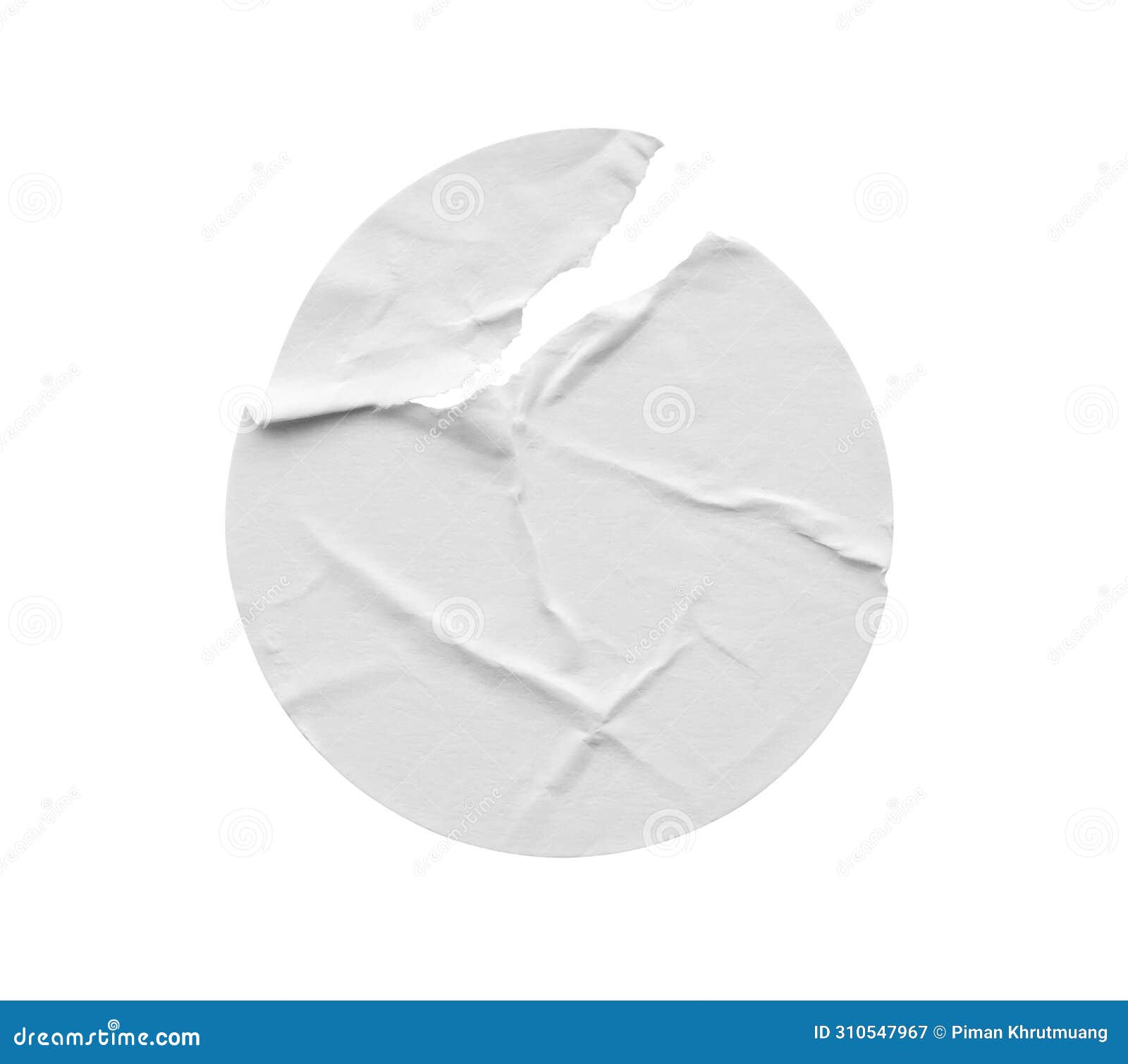 Blank White Round Torn Paper Sticker Label Isolated on White Stock ...
