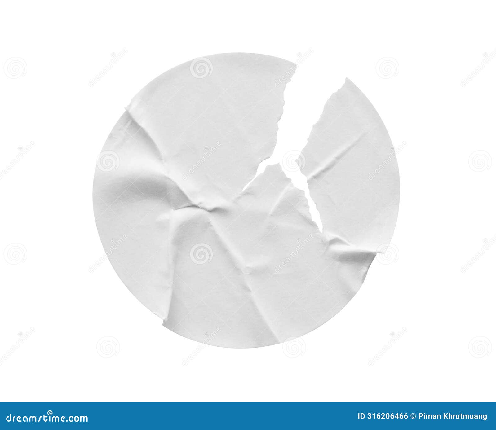 Blank White Round Torn Paper Sticker Label Isolated on White Stock ...