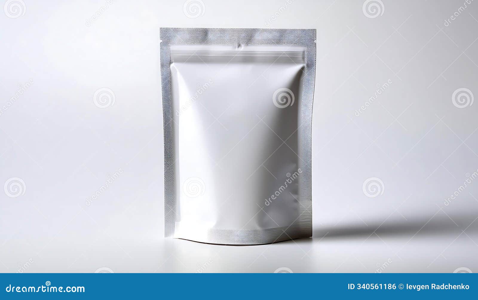 Blank White Sachet Packet Standing Upright on a Soft Shadowed White ...