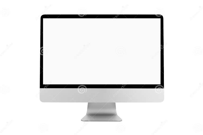 Blank White Screen Computer Display Isolate on White Background Stock ...