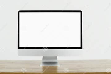 Blank White Screen Computer Display Isolate on White Background Stock ...