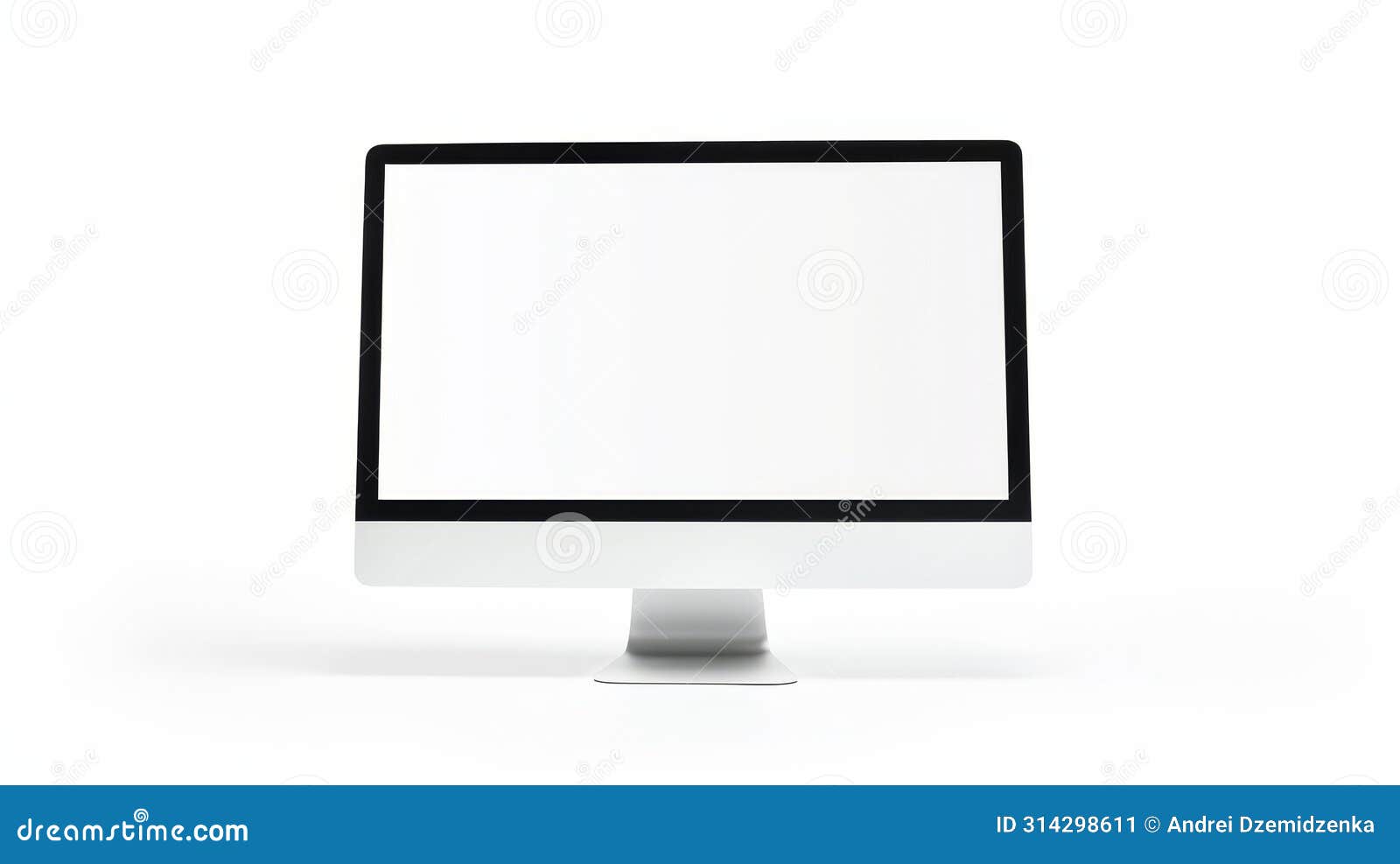 The Blank White Screen of a Computer Monitor is Isolated on a White ...