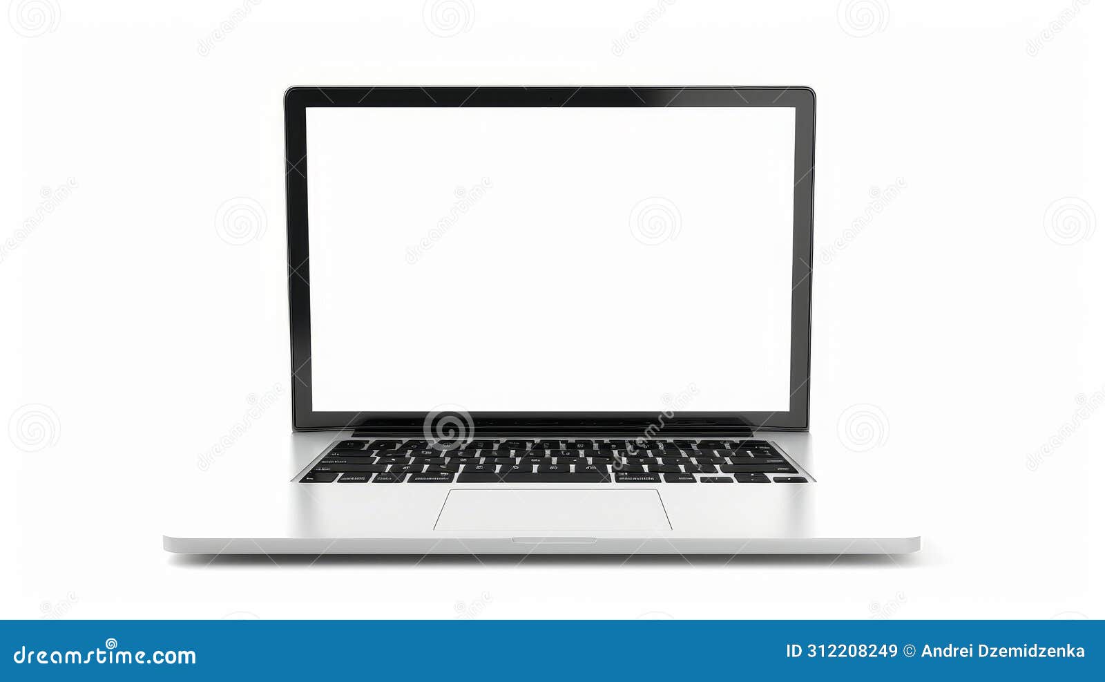 Blank White Screen Isolated on White Background. Laptop with Blank ...