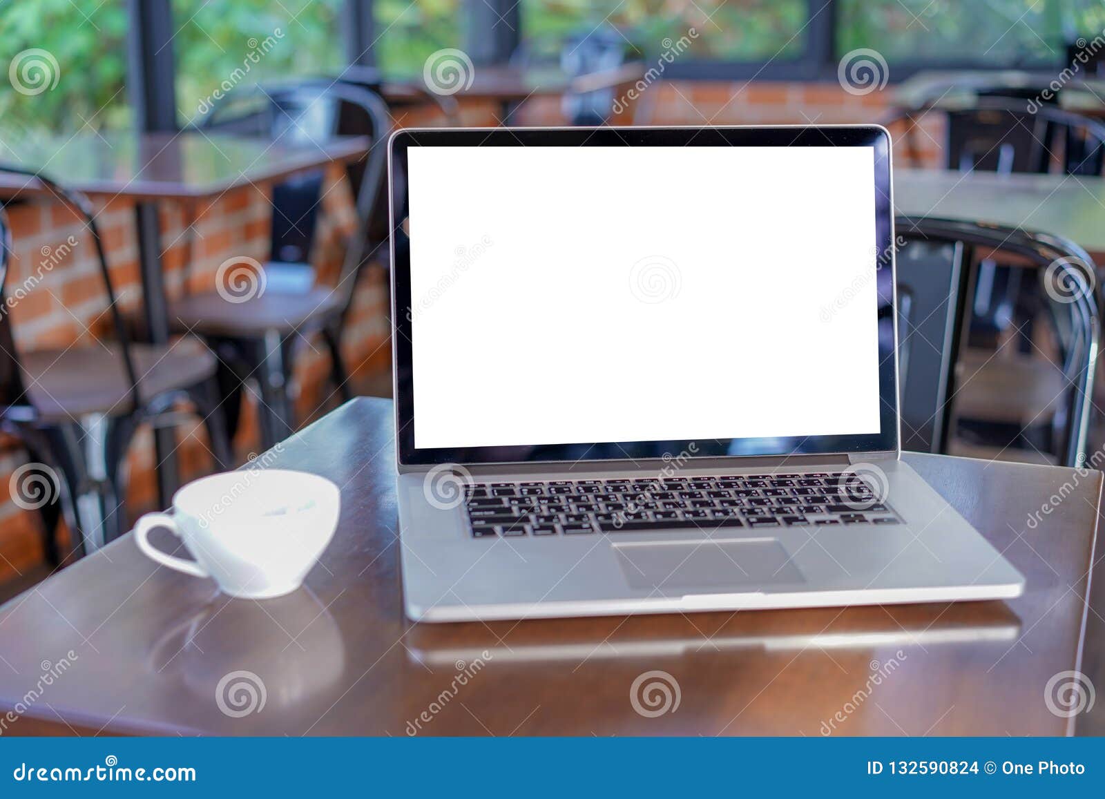 Blank White Screen Workspace, Laptop Computer Advertising Text M Stock ...