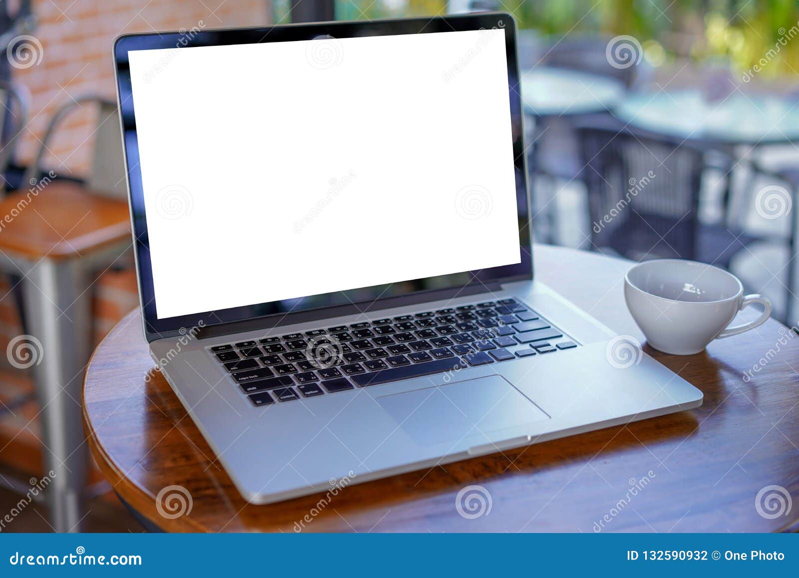 Blank White Screen Workspace, Laptop Computer Advertising Text M Stock ...