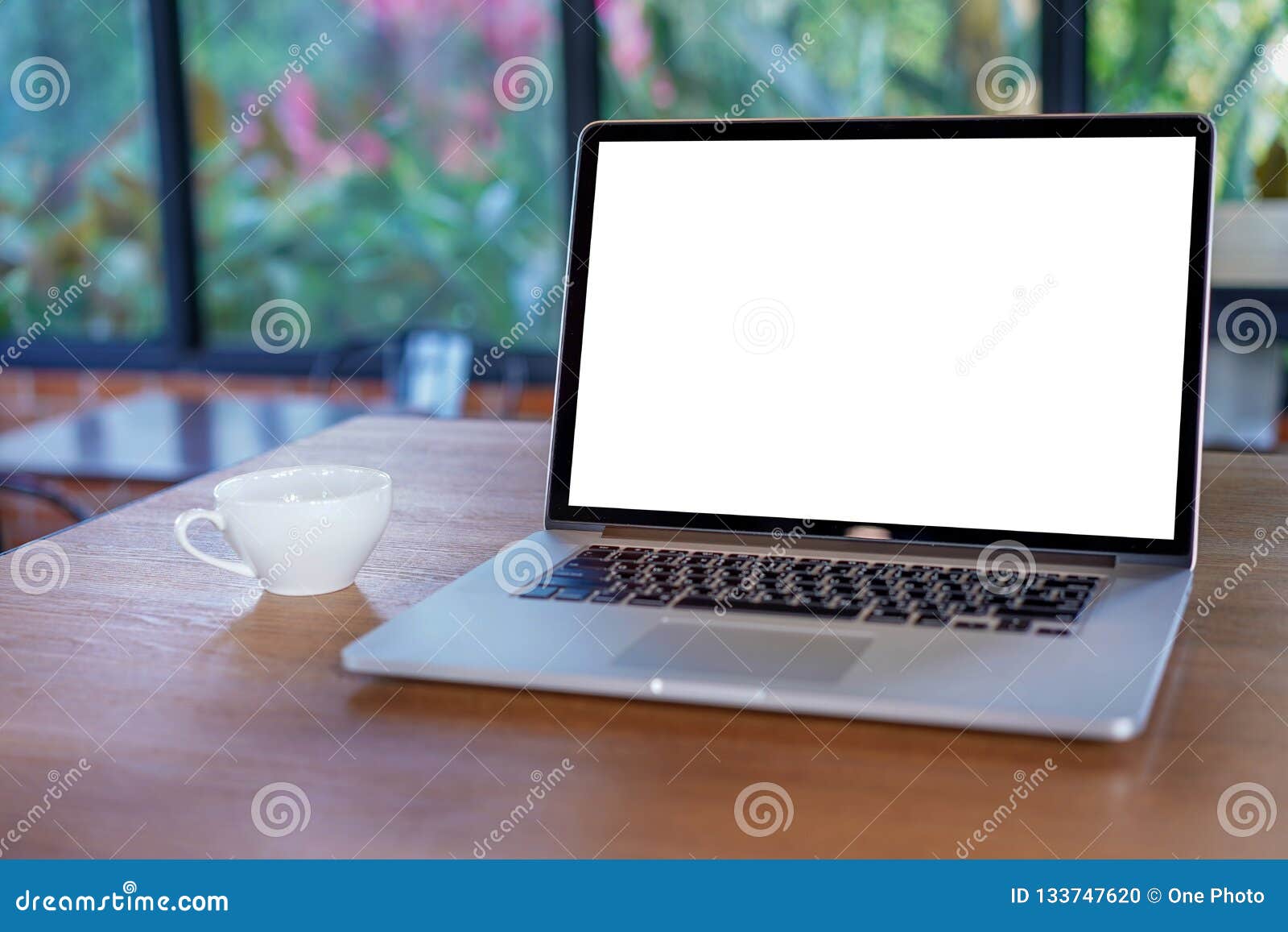 Blank White Screen Workspace, Laptop Computer Advertising Text M Stock ...