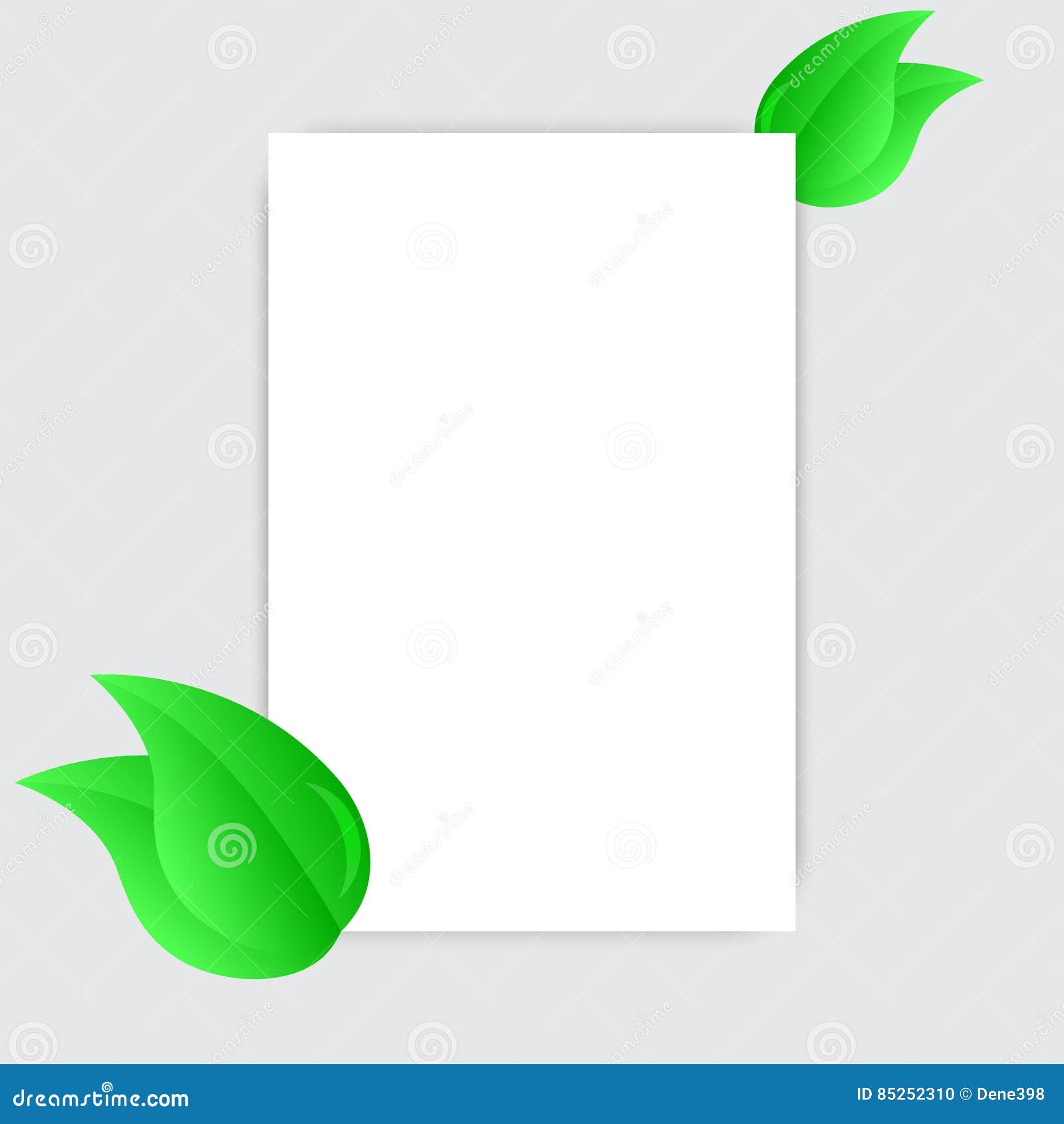 Blank White Sheet Paper And Green Fresh Spring Leaves. Stock Vector ...