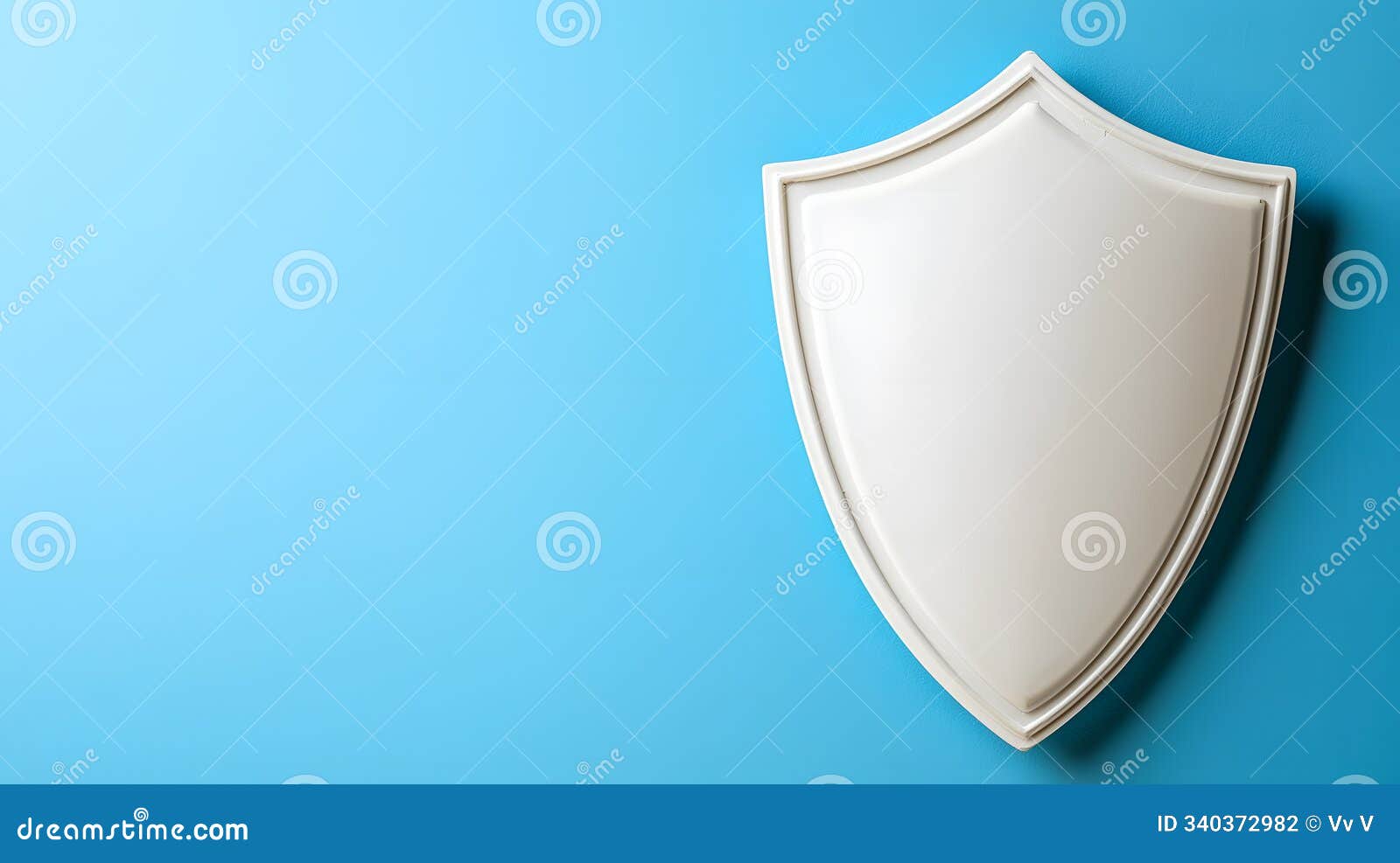Blank White Shield on Blue Background. Stock Illustration ...