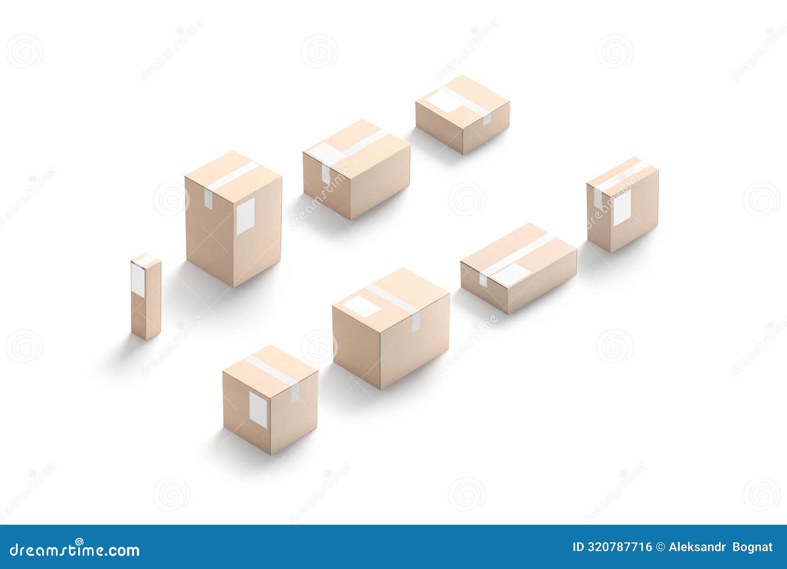 Blank White Shipping Label on Craft Box Mockup, Different Shapes Stock ...