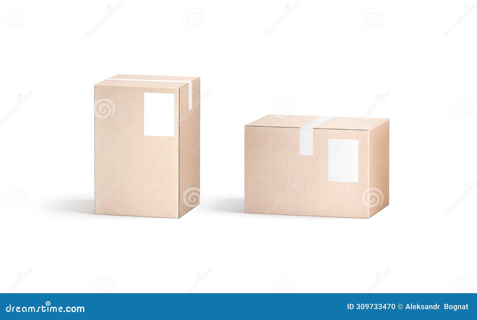 Blank White Shipping Label on Craft Box Mockup, Front View Stock ...