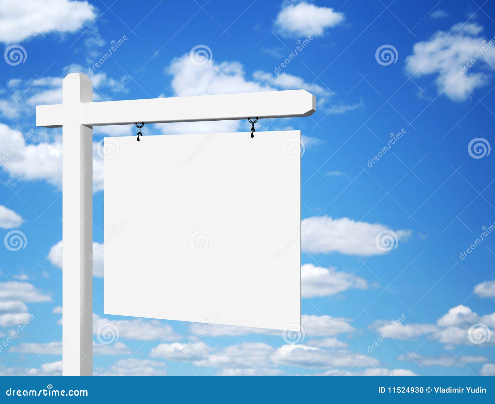 Blank White Sign Against Deep Blue Sky Background Stock Illustration ...
