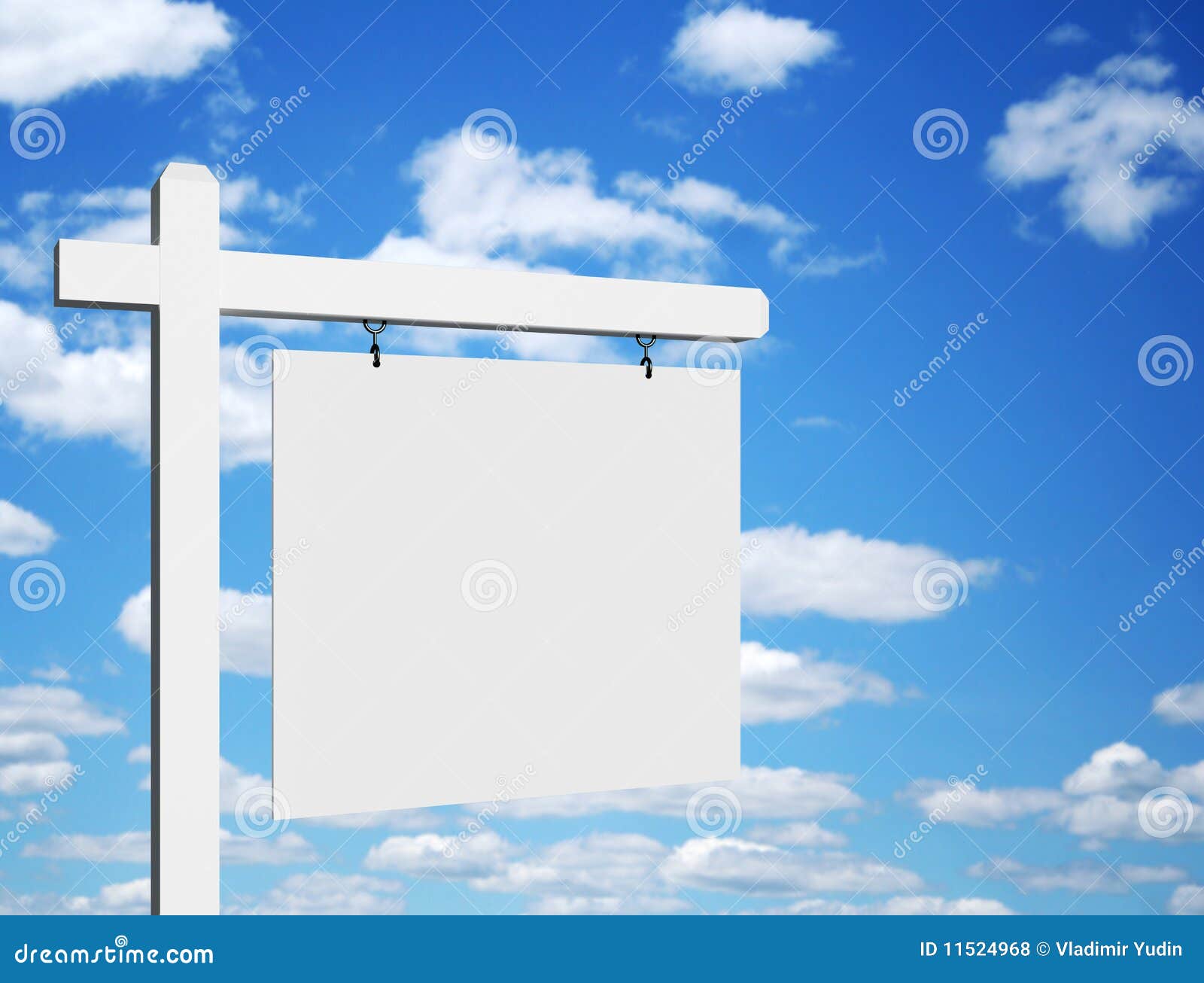Blank White Sign Against Deep Blue Sky Background Stock Illustration ...