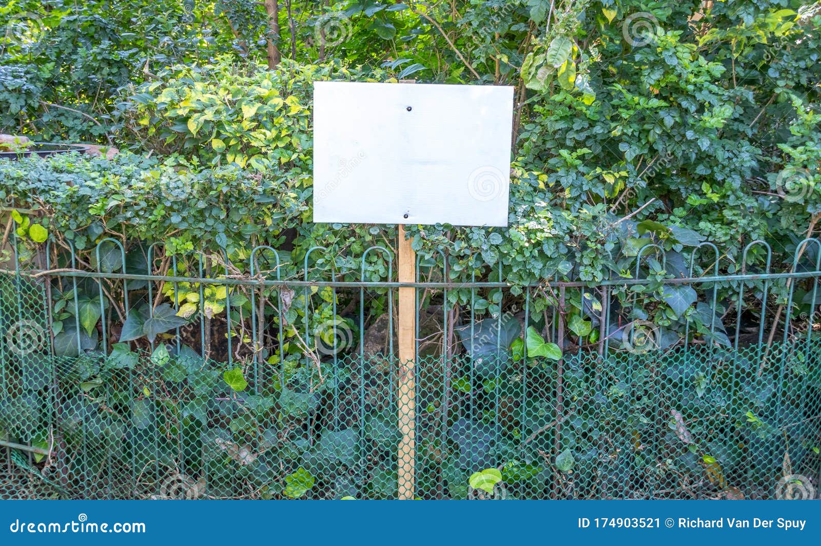Blank Sign Board in Garden Setting Stock Image - Image of horizontal ...