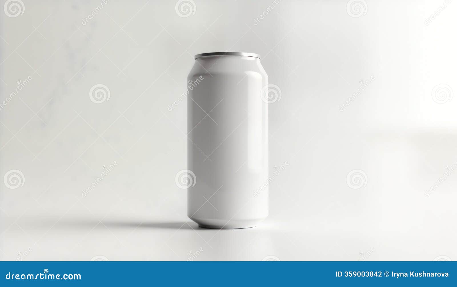 Blank White Soda Mockup on Plain Light Grey Background. Empty Beverage ...