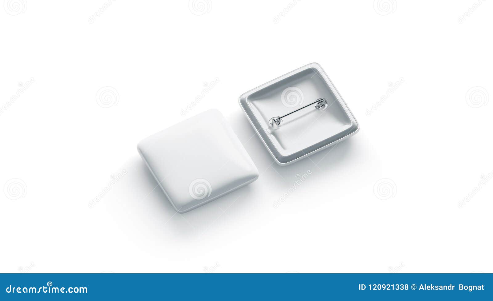 Blank White Square Badge Mockup, Front and Back Side, Isolated Stock ...