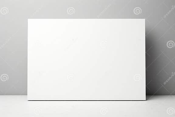 A Blank White Square on a Table in Front of a Gray Wall Stock ...