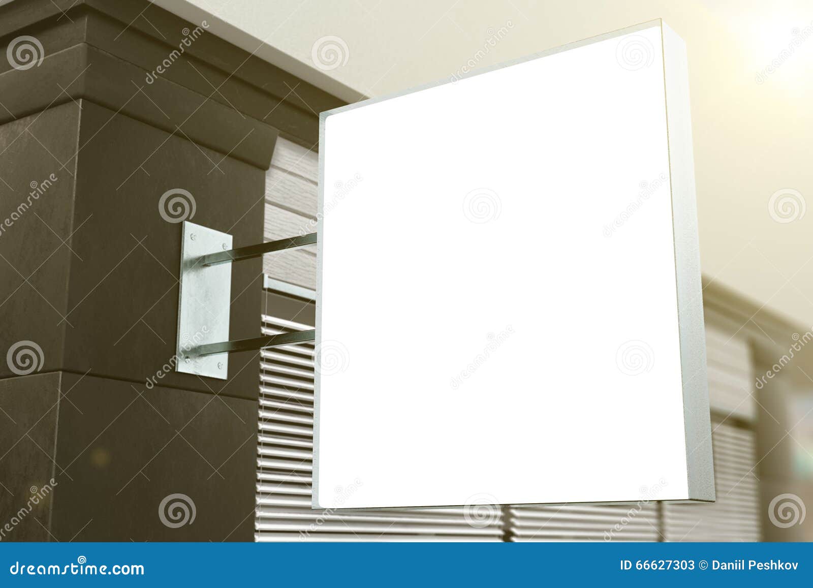 Blank White Square Wall Signboard on the Building Outdoor, Mock Up ...