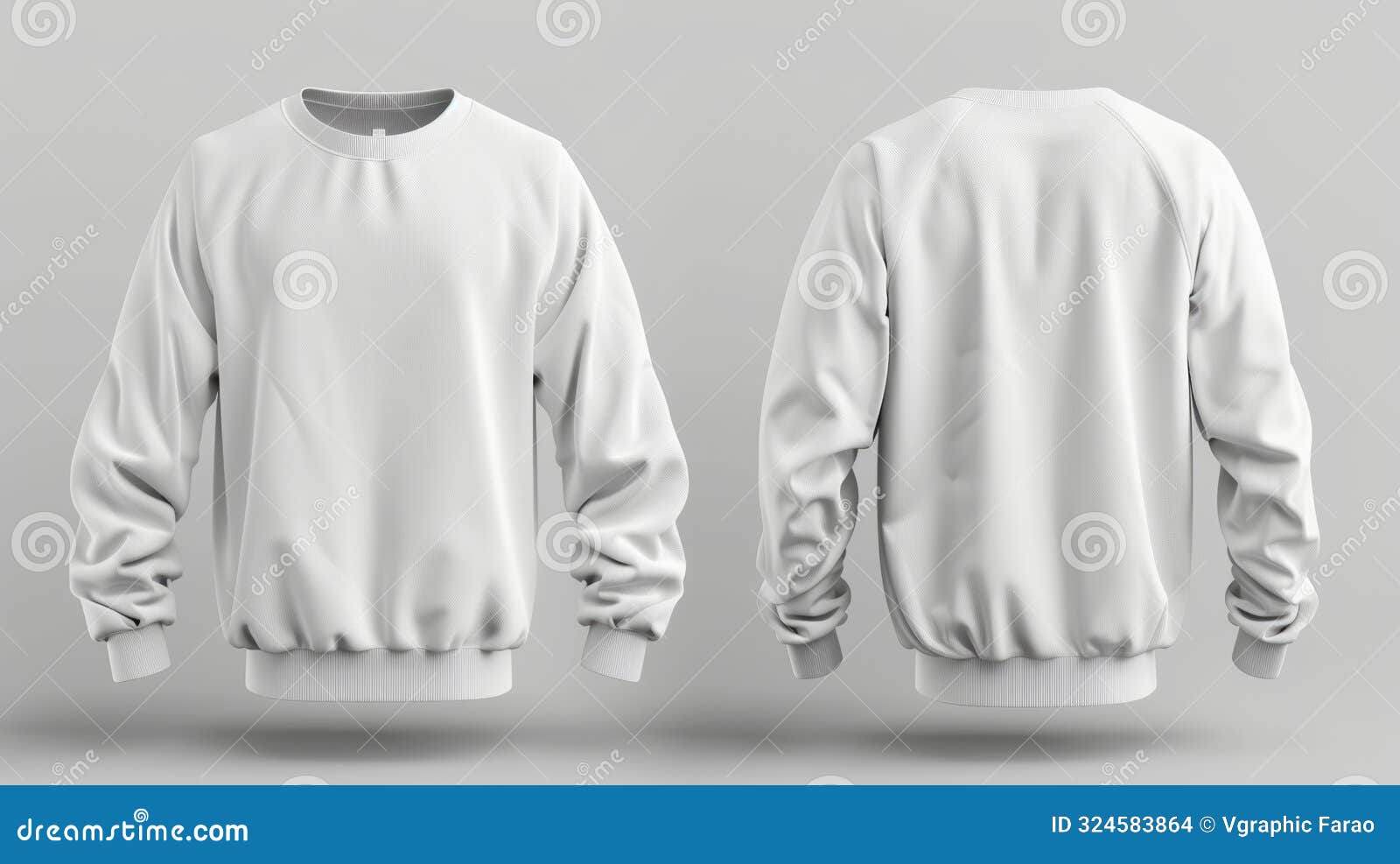 Blank White Sweatshirt Front And Back View, Studio Shot. Apparel Design ...