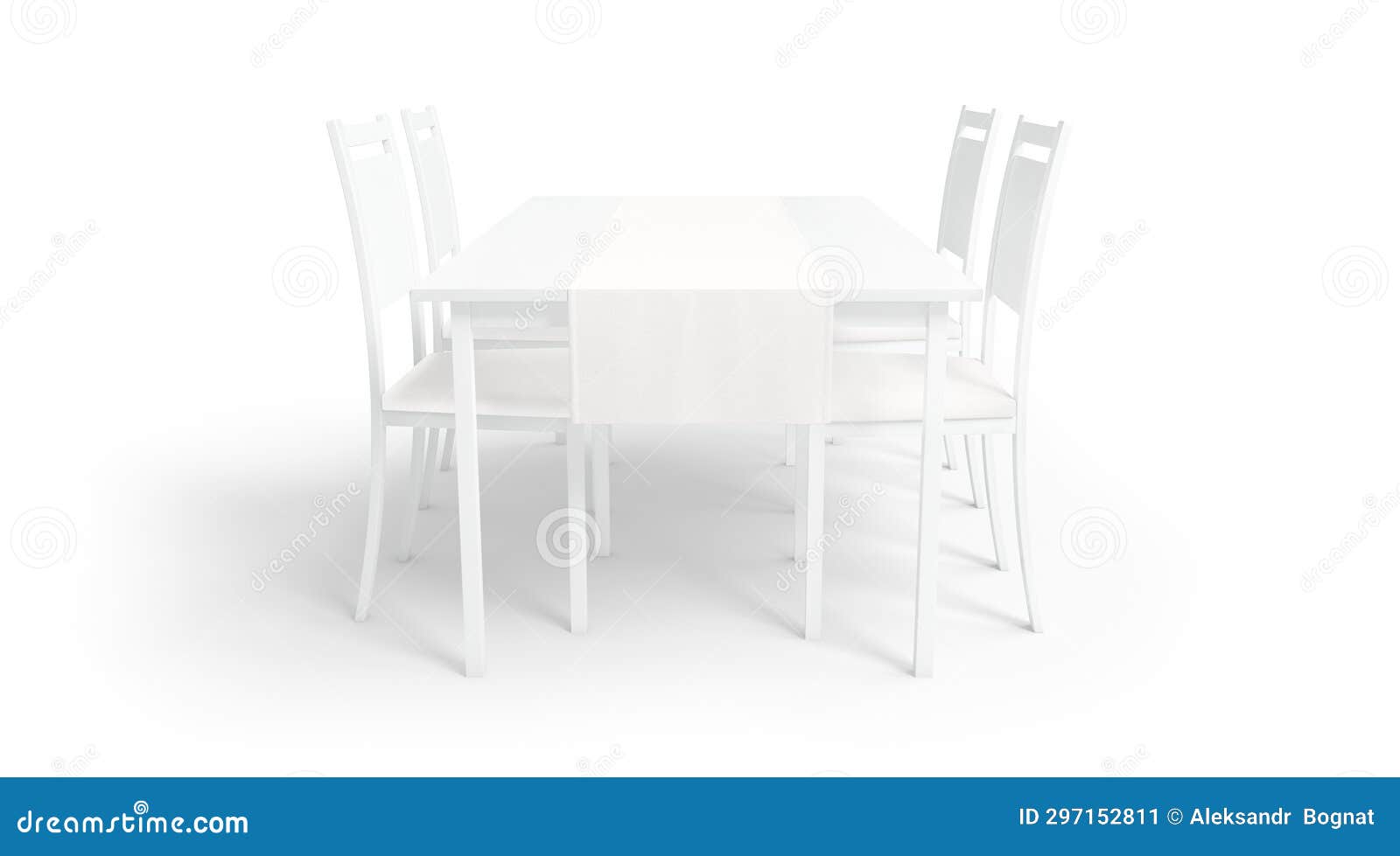 Blank White Table Runner Mockup, Front View Stock Illustration ...