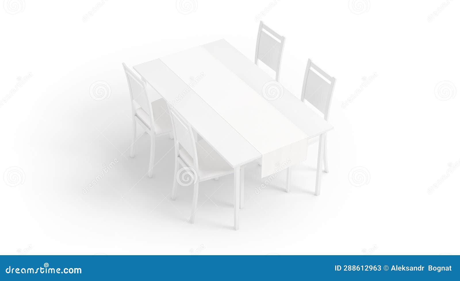 Blank White Table Runner Mockup, Side View Stock Illustration ...