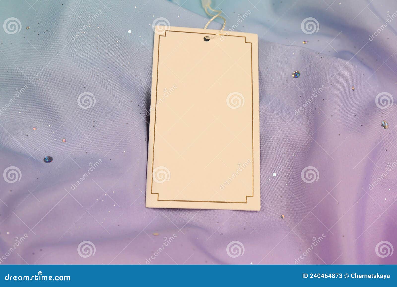 Blank White Tag on Color Fabric. Space for Text Stock Image - Image of ...