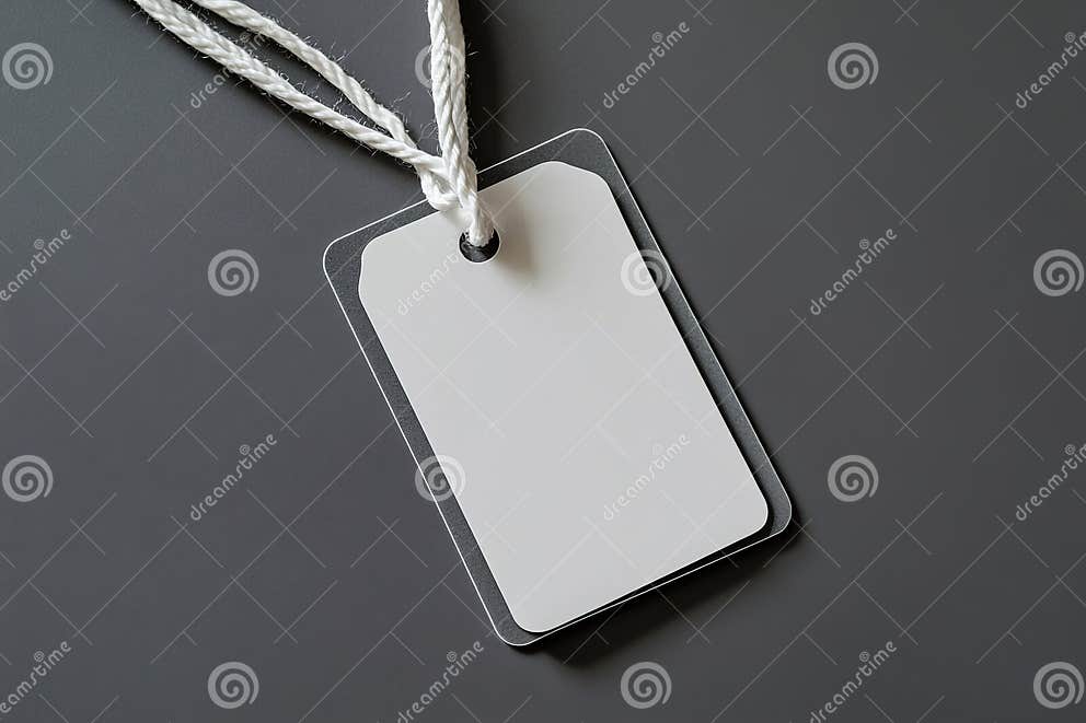 Blank White Tag with String on Dark Background - Minimalist Design ...