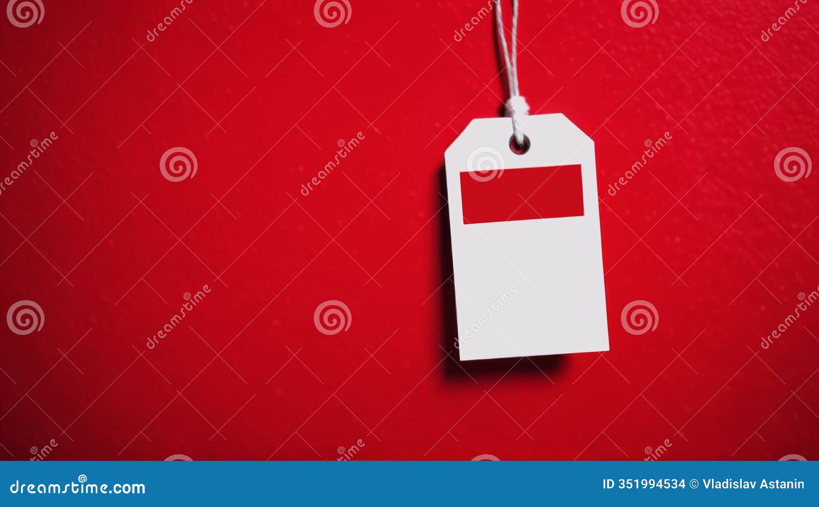Blank White Tag for Text on Red Background Stock Photo - Image of gift ...