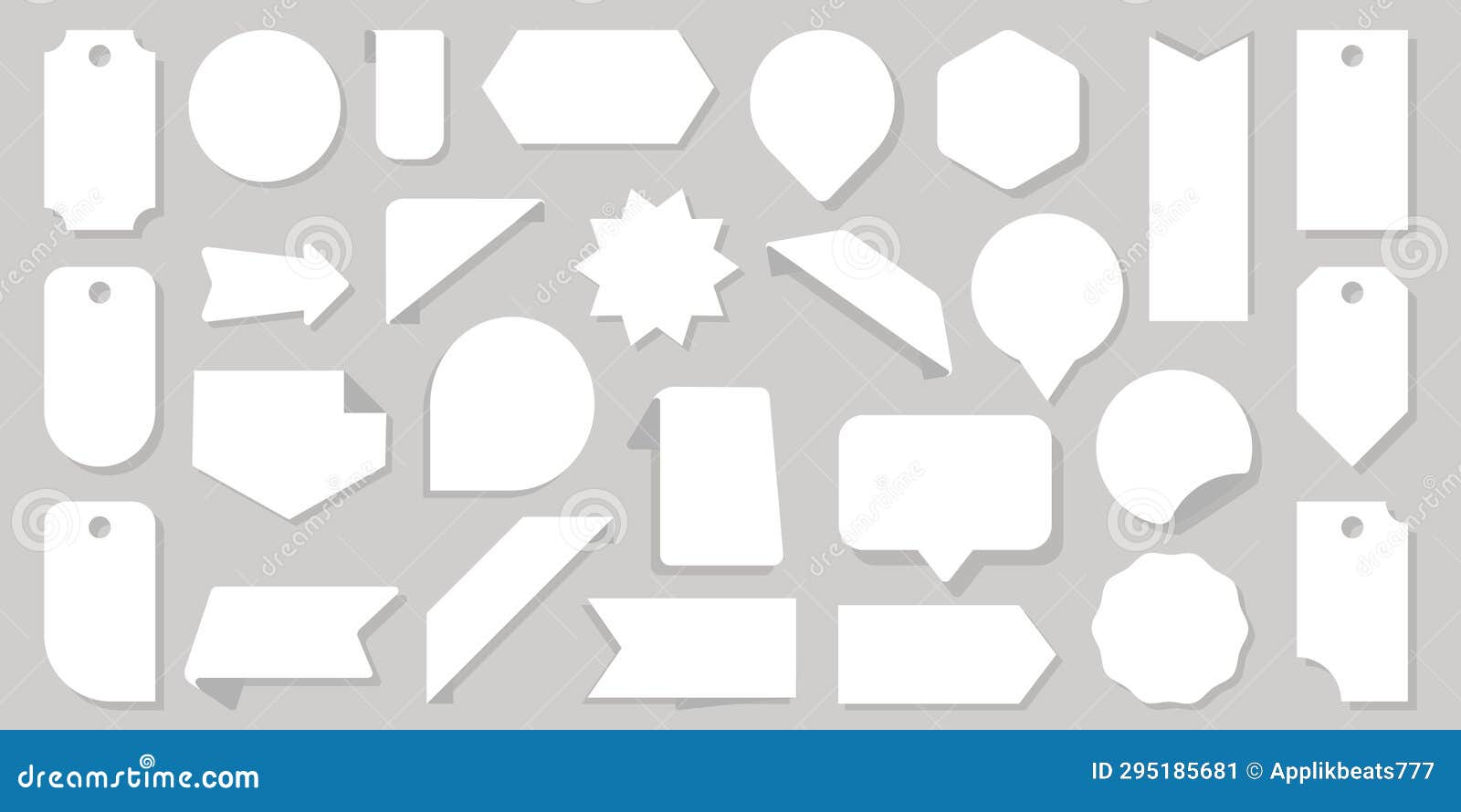 Blank White Tags, Labels Collection. Set of Blank Banner Tags Stock ...