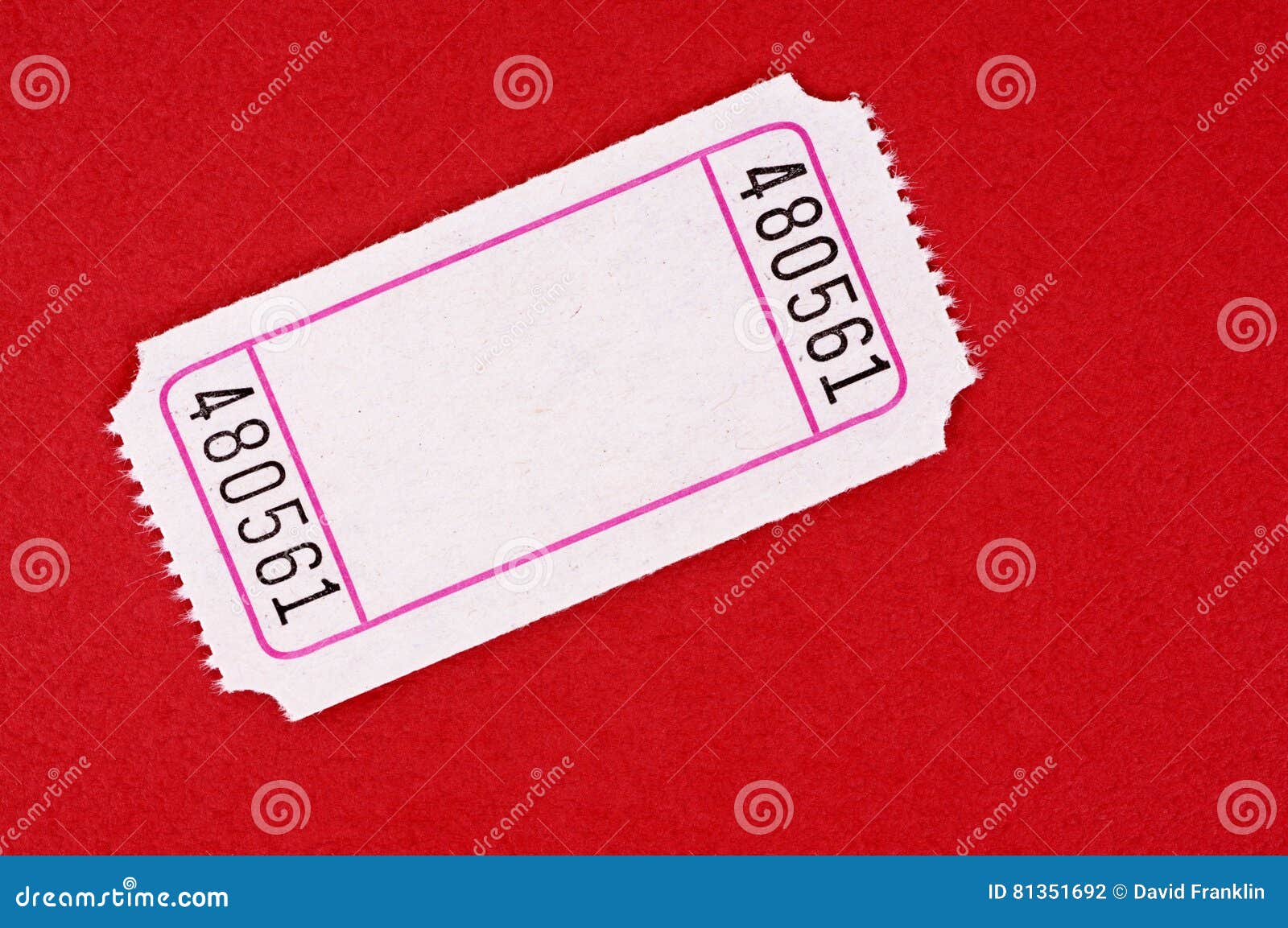 Blank White Ticket on a Red Background Stock Photo - Image of admission ...