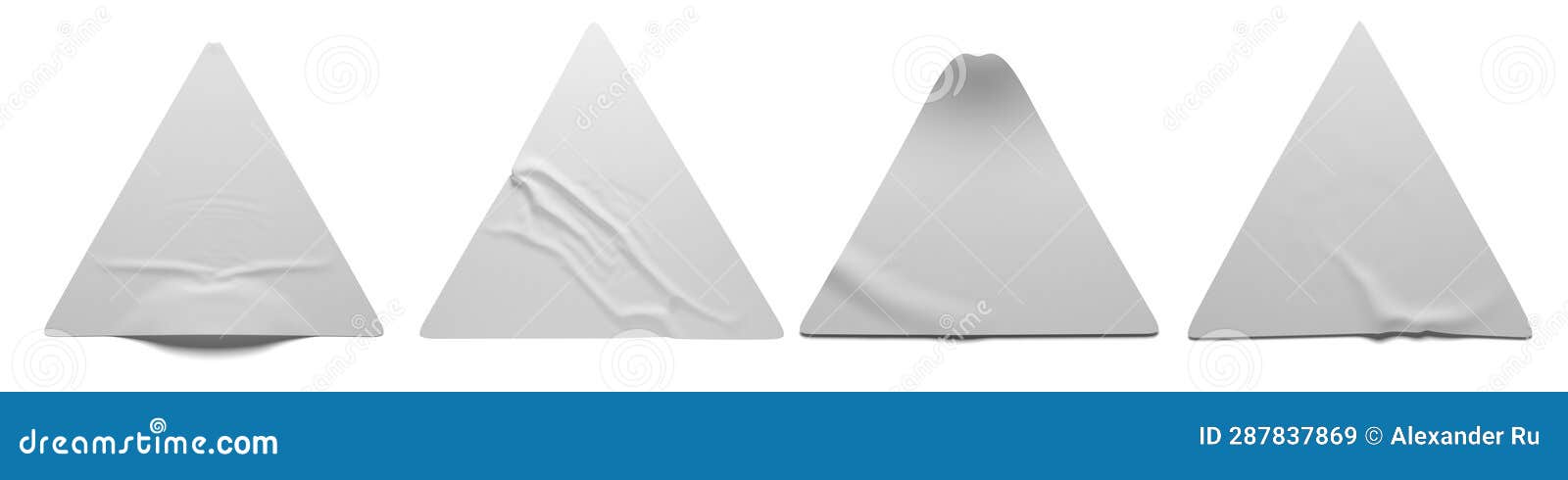 Blank White Triangular Paper Sticker with Label Set Isolated on White ...