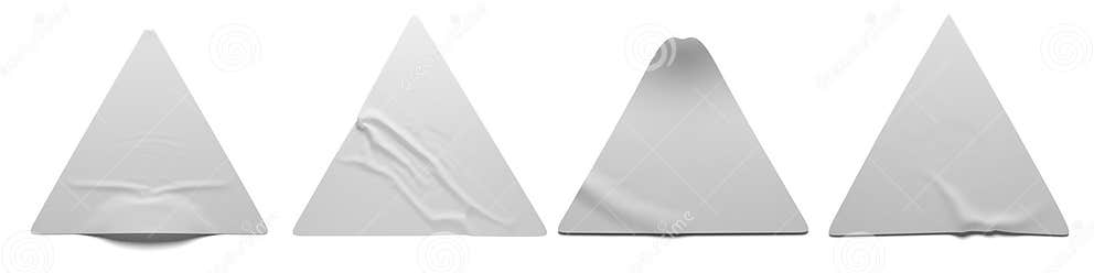 Blank White Triangular Paper Sticker with Label Set Isolated on White ...