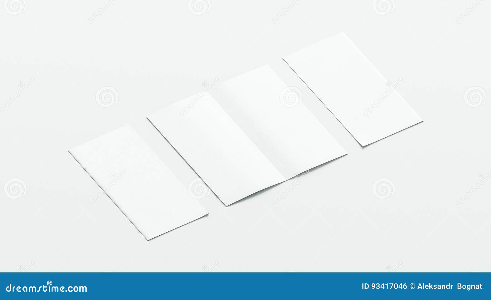 Blank White Two Folded Booklet Mockup, Opened and Closed Stock ...