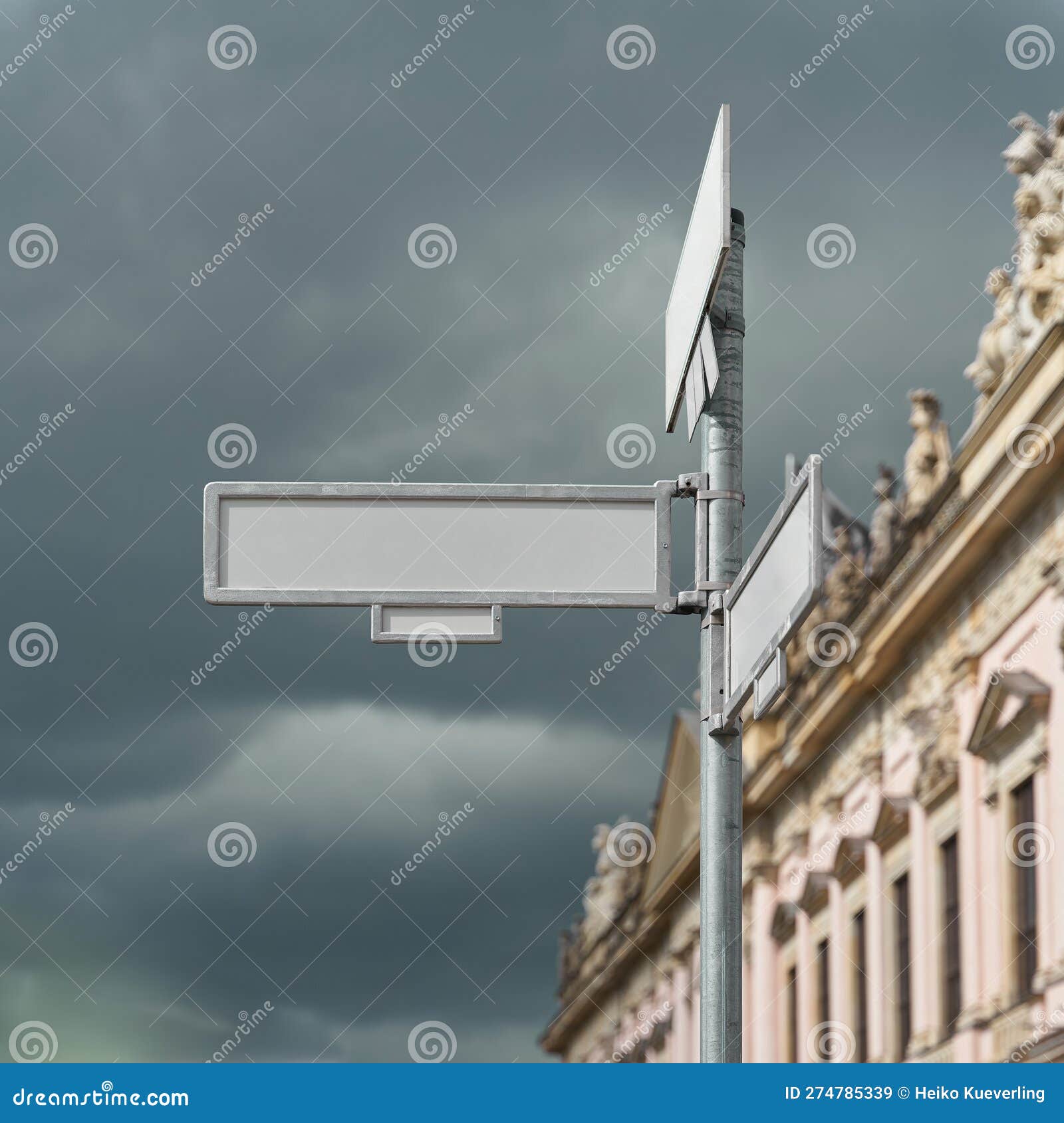 Blank White Unlabeled Sign with Text Space at a Street Stock Image ...
