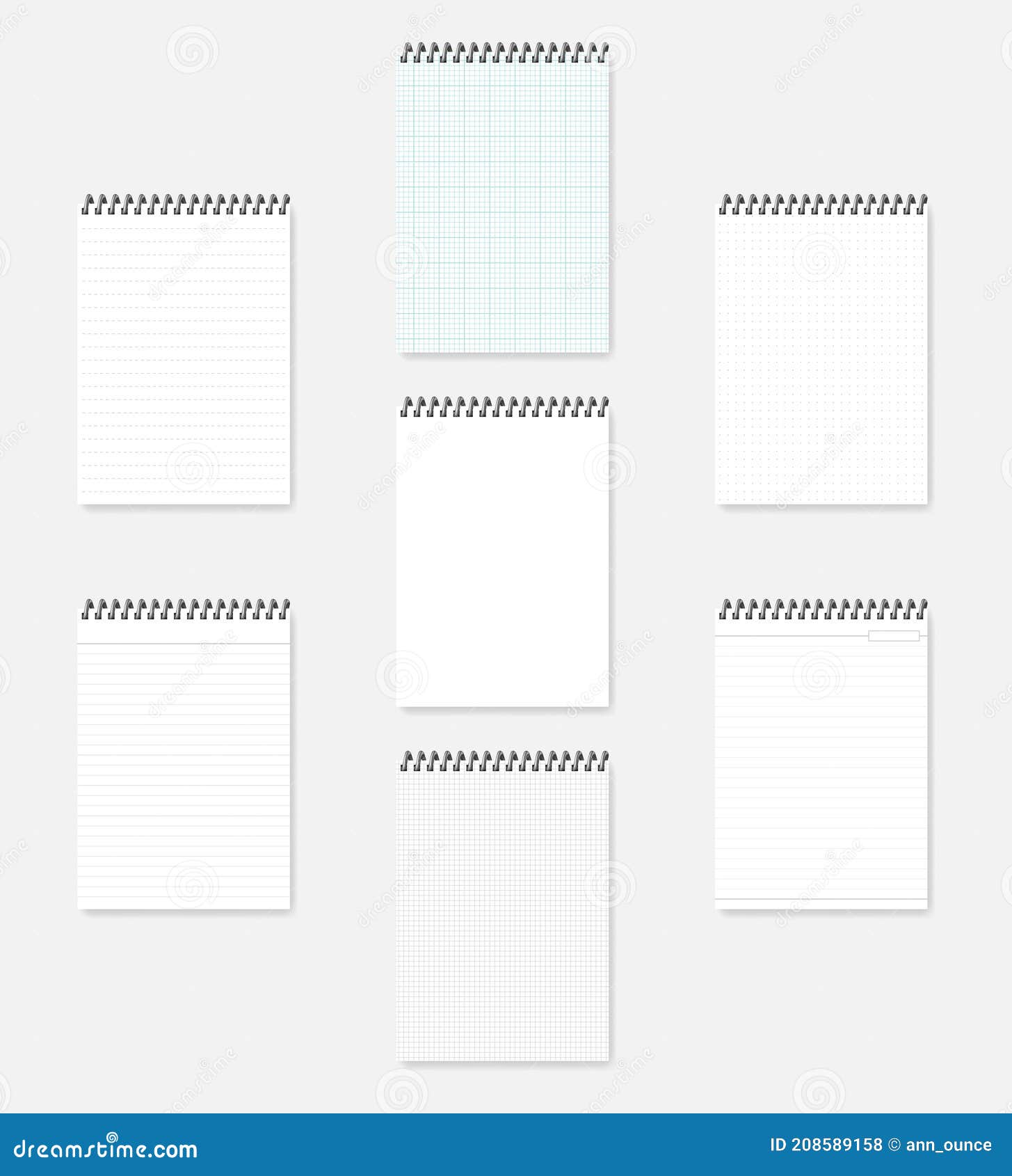 Blank White and Variously Lined Top Spiral A4 Notepads - Mock-up Set ...