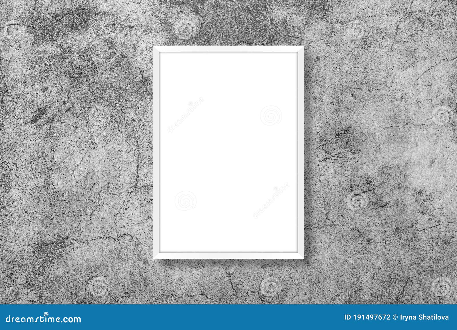 Blank White Vertical Rectangle Poster Mock Up in White Frame on Gray ...
