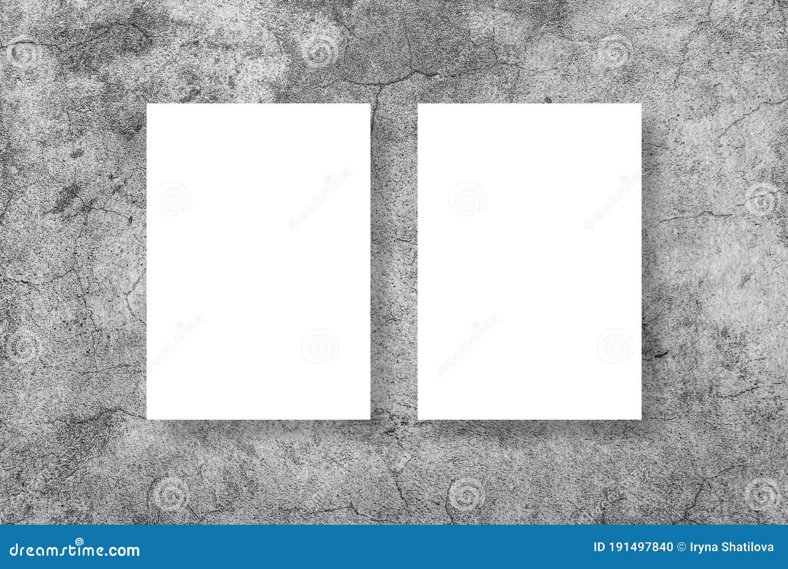 Blank White Vertical Rectangle Poster Mock Up in White Frame on Gray ...