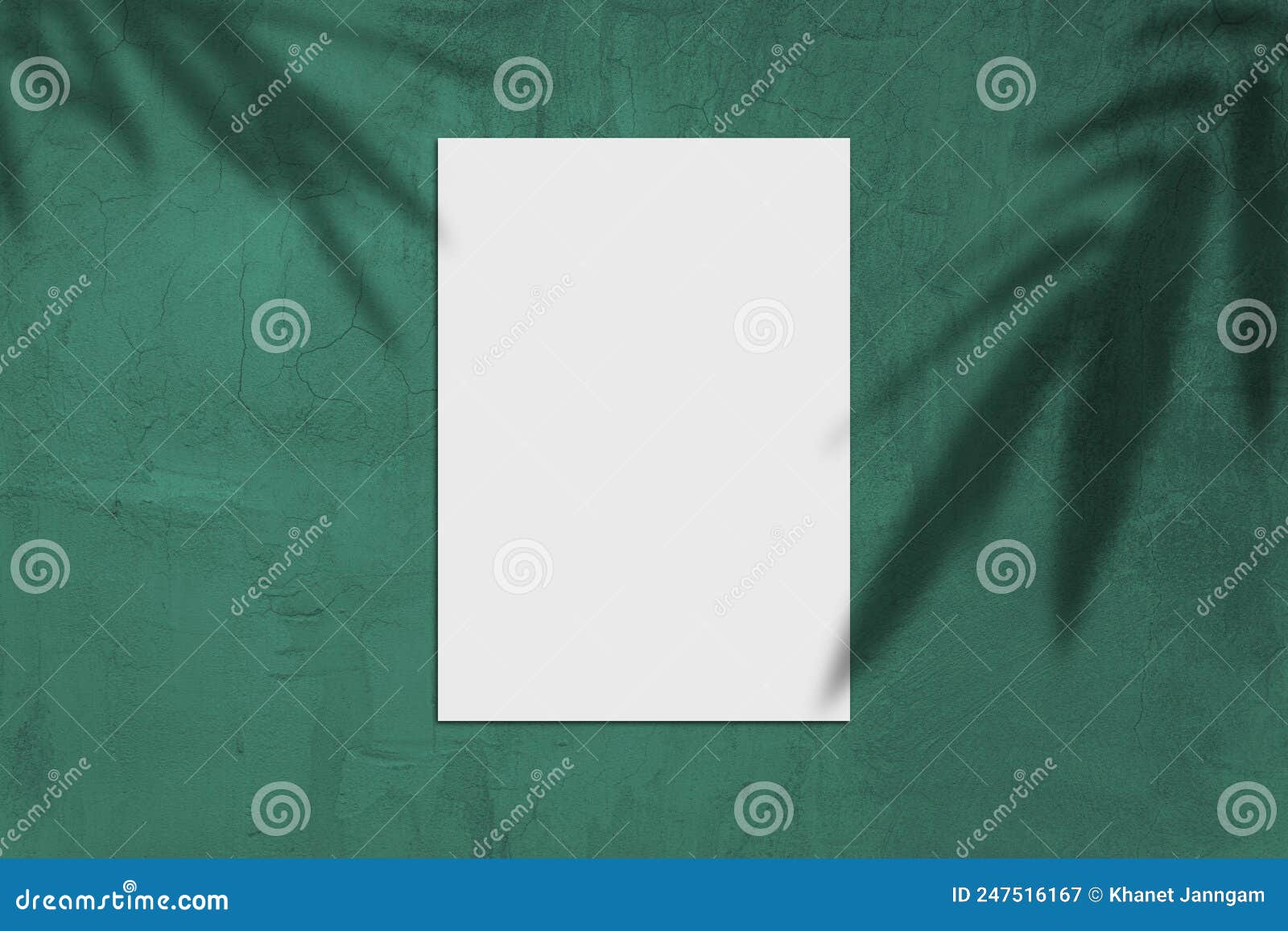 Blank White Vertical Rectangle Poster Mockup with Light Shadow on Green ...