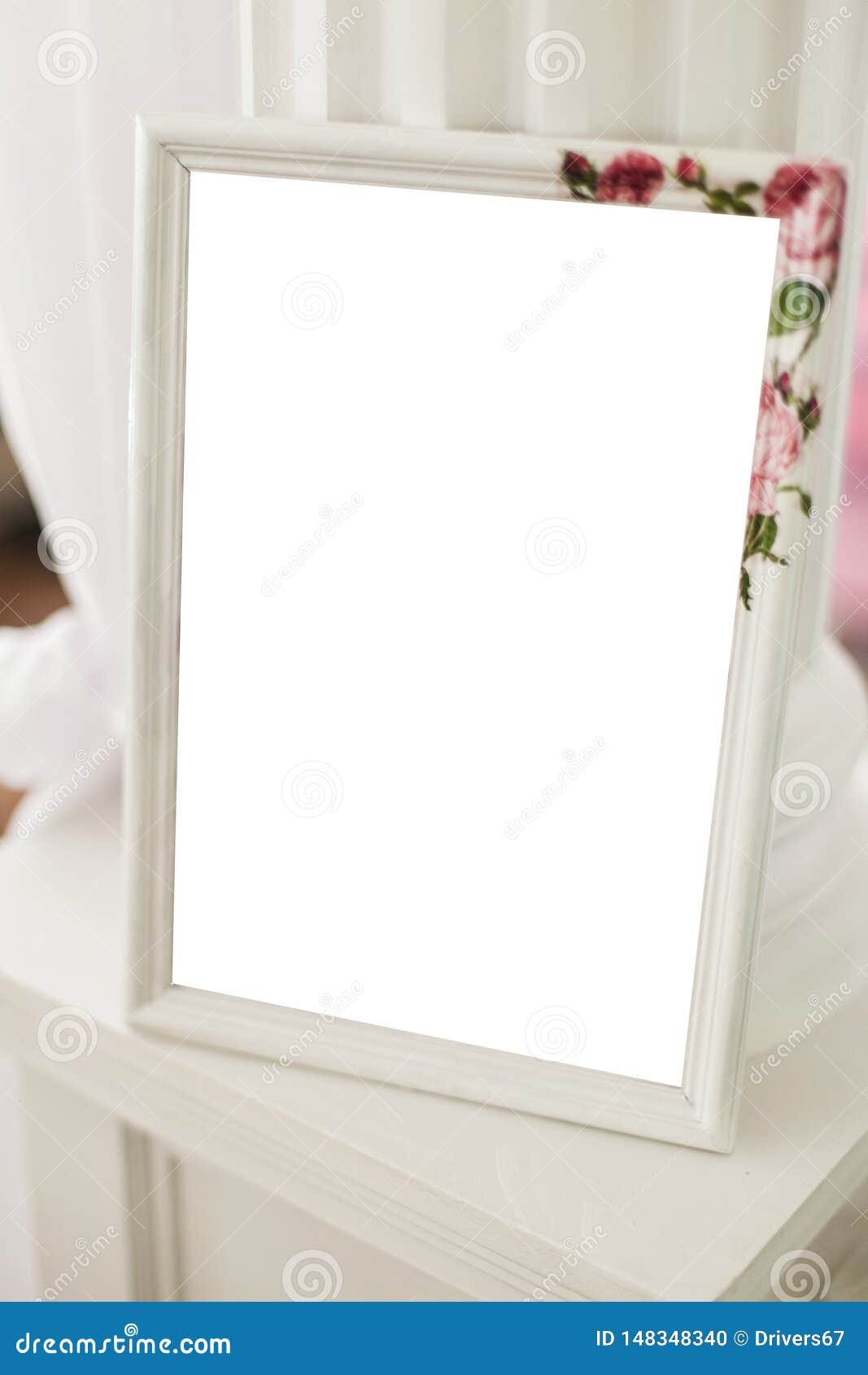Blank White Vintage Photo Frame. Close-up Stock Photo - Image of gray ...